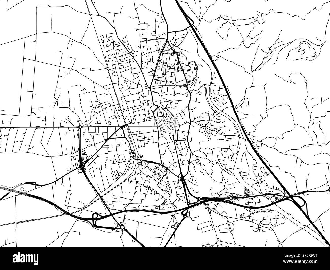 Road map of the city of Salon-de-Provence in France on a white ...