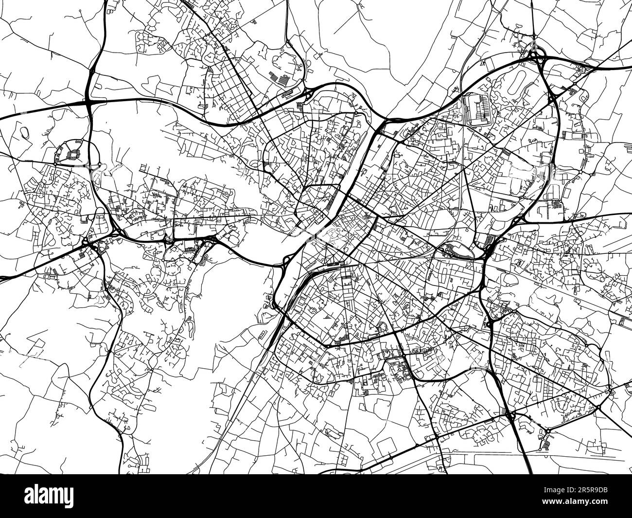 Road map of the city of Angers in France on a white background Stock ...