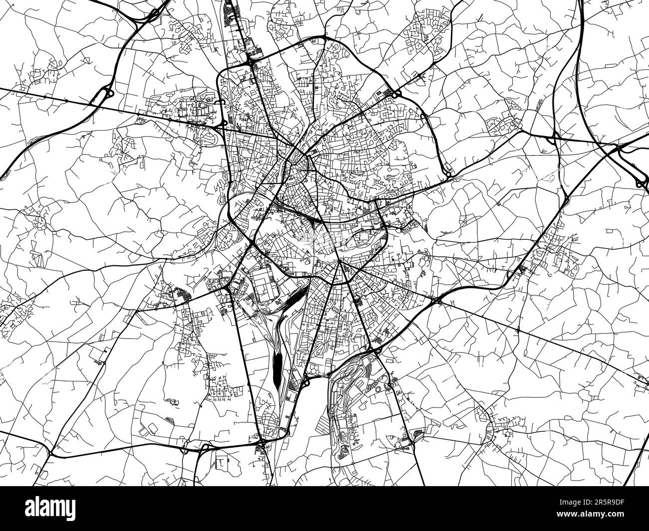 Road map of the city of Le Mans in France on a white background Stock ...