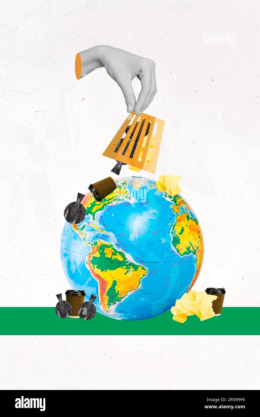 Eco friendly concept collage planet earth global pollution problem stop ...
