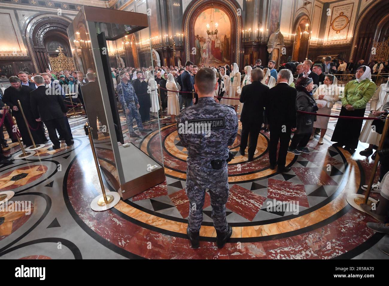 Moscow. Protection at the icon of the Holy Trinity before the start of ...