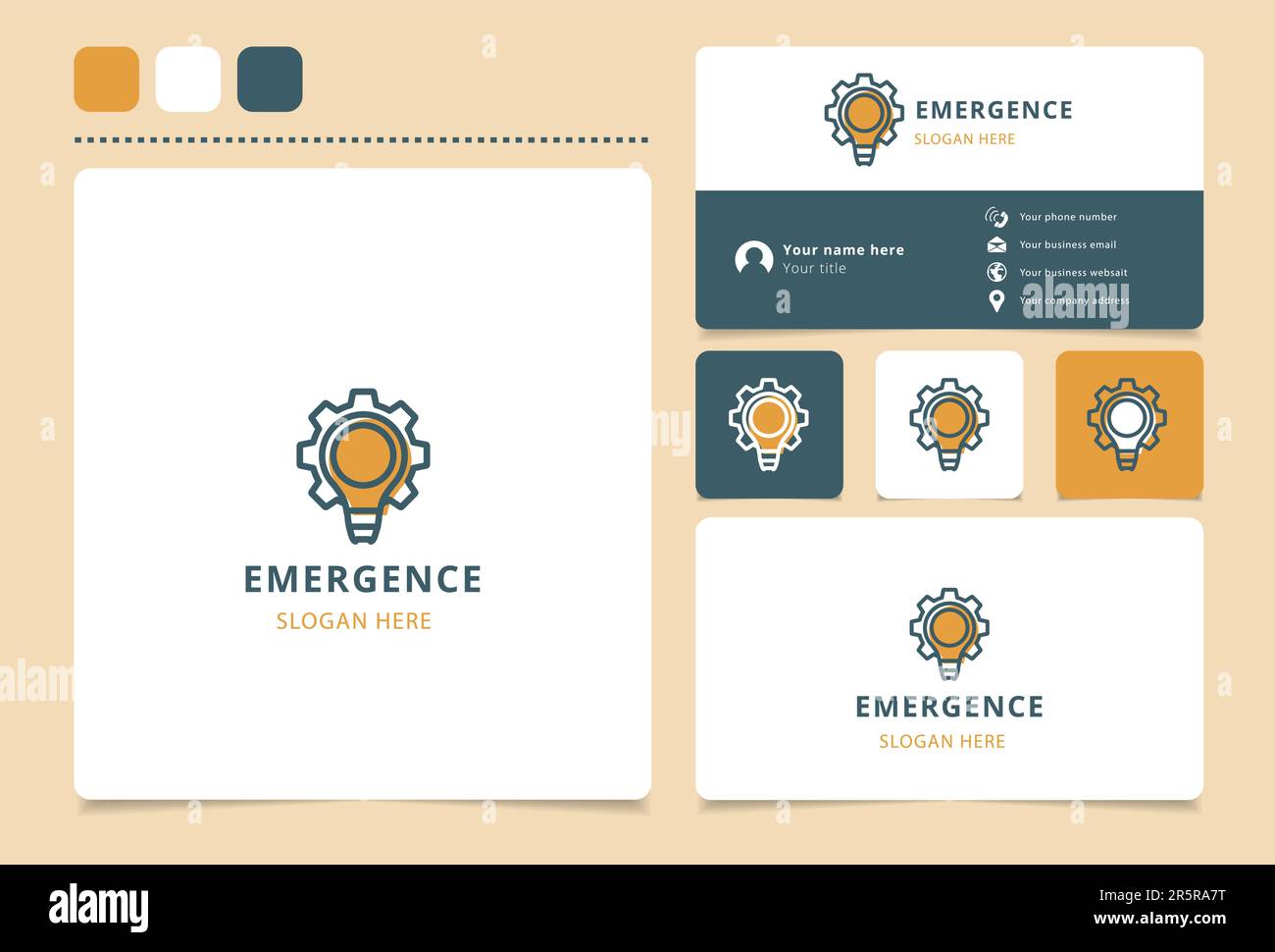 Emergence logo design with editable slogan. Branding book and business ...