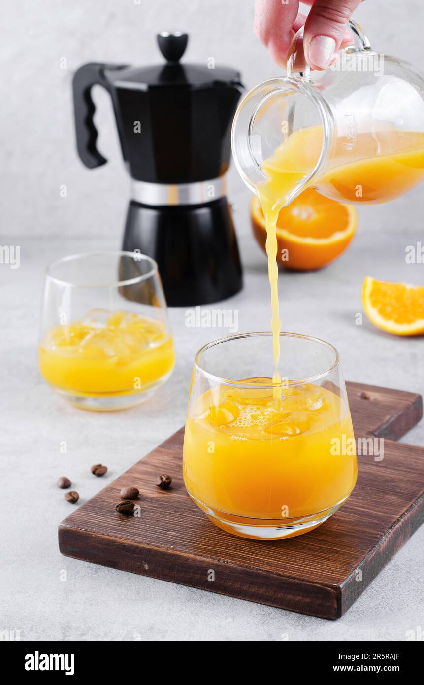 Bumble Coffee, Coffee with Orange Juice with Ice, Refreshing Drink on ...