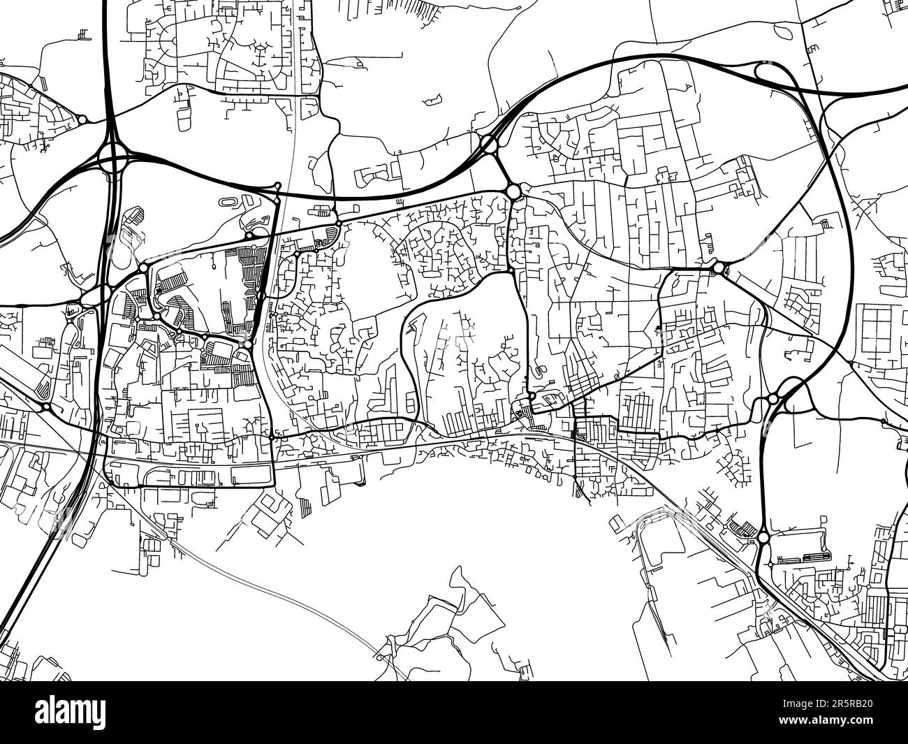Road map of the city of Grays in the United Kingdom on a white ...