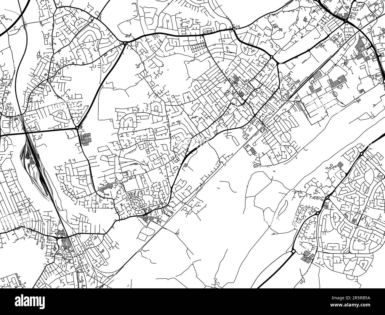 Road map of the city of Beeston in the United Kingdom on a white ...