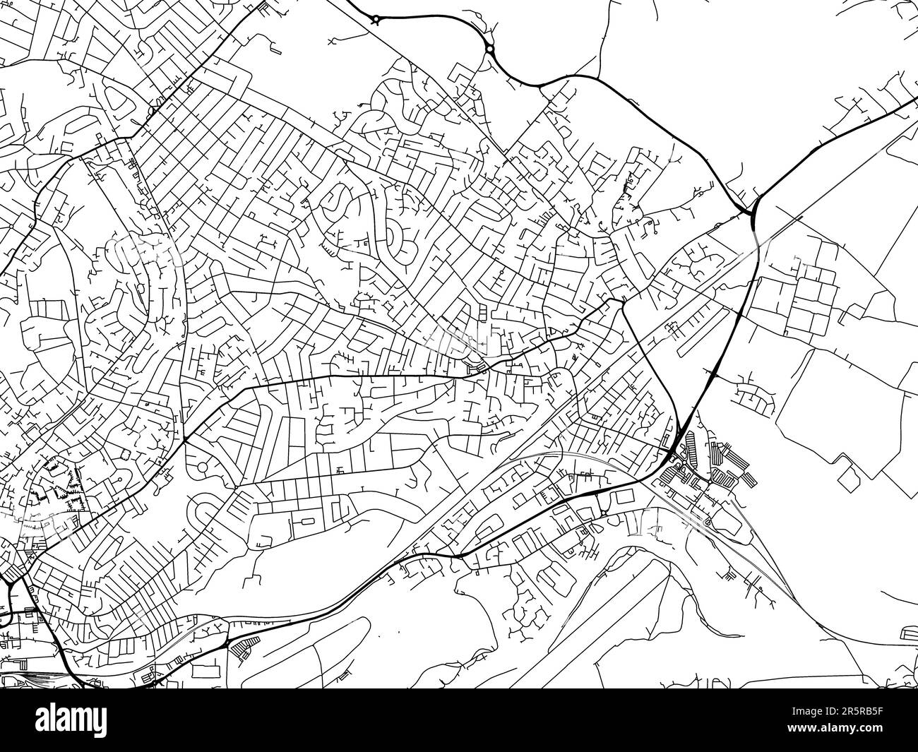 Road map of the city of Carlton in the United Kingdom on a white ...