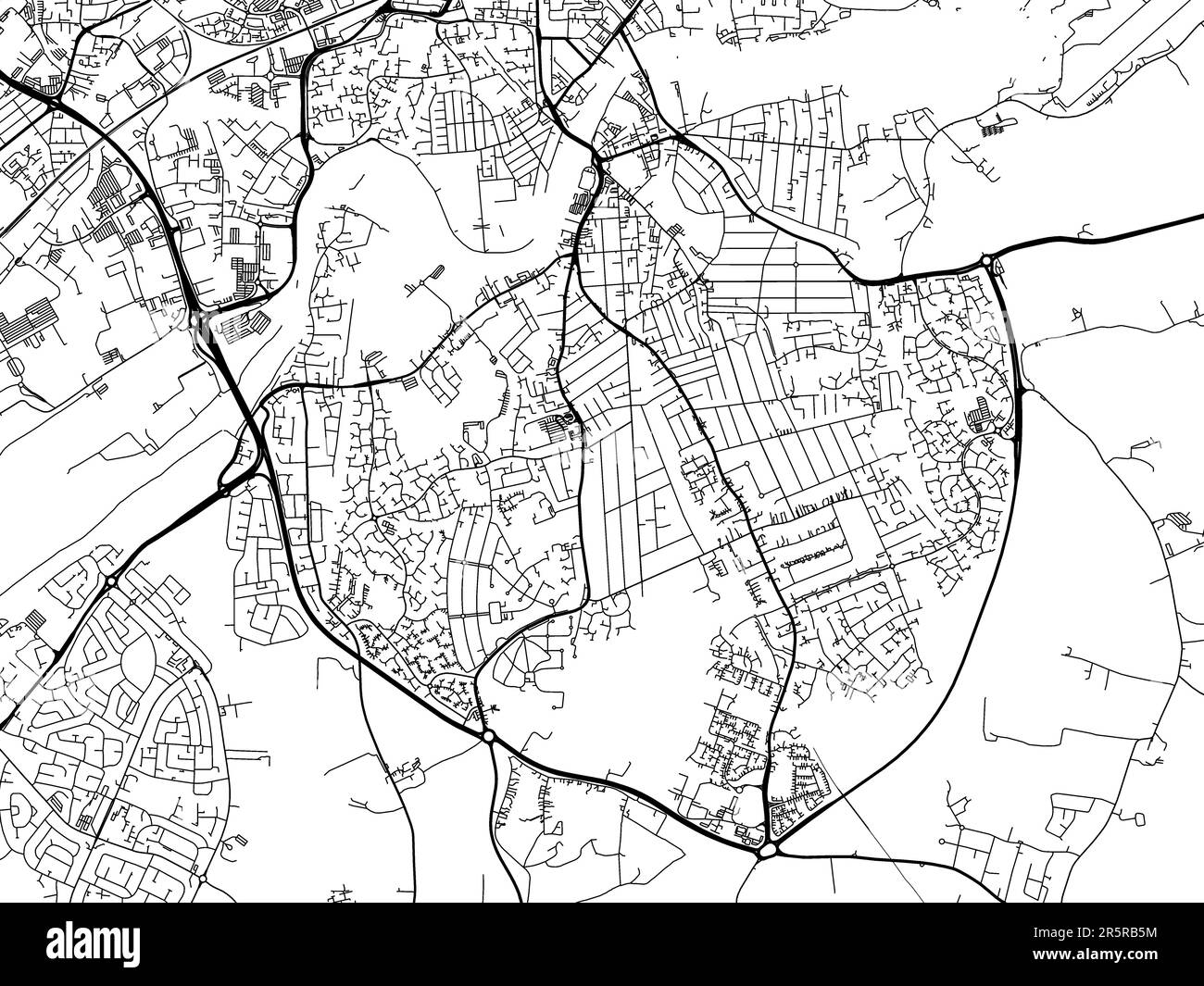 Road map of the city of West Bridgford in the United Kingdom on a white ...
