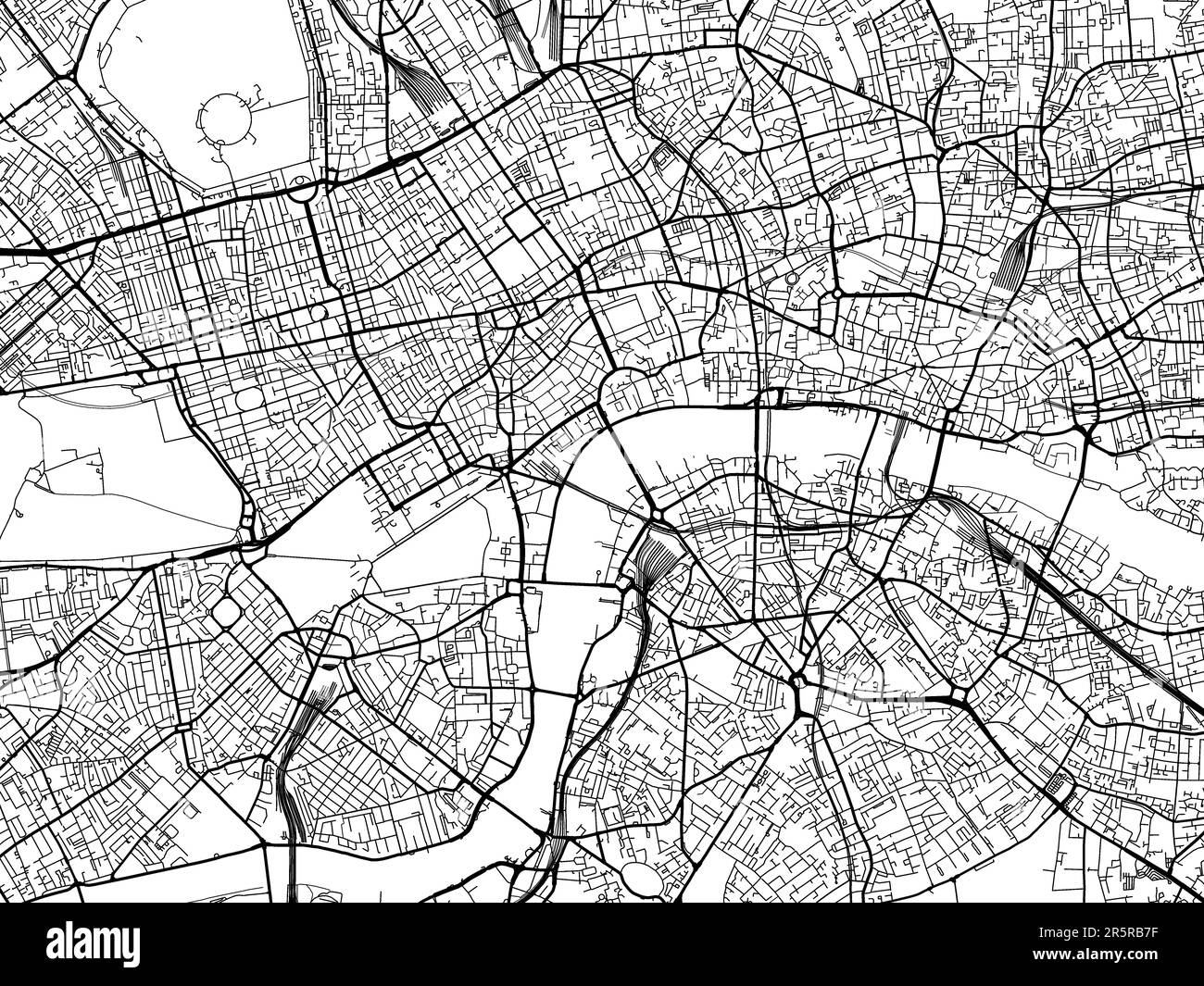 Road map of the city of London Center in the United Kingdom on a white ...