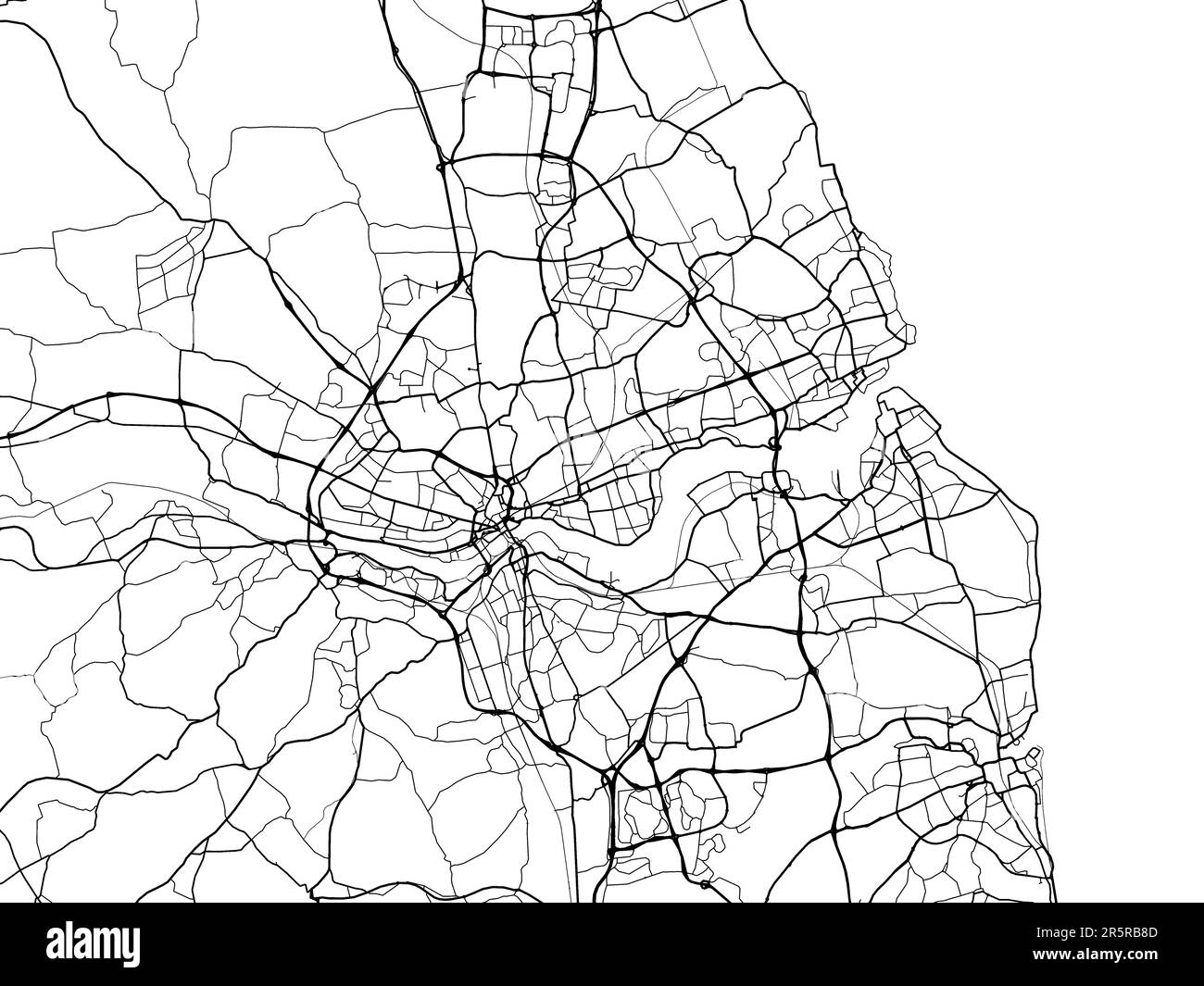 Road map of the city of Newcastle Metro in the United Kingdom on a ...