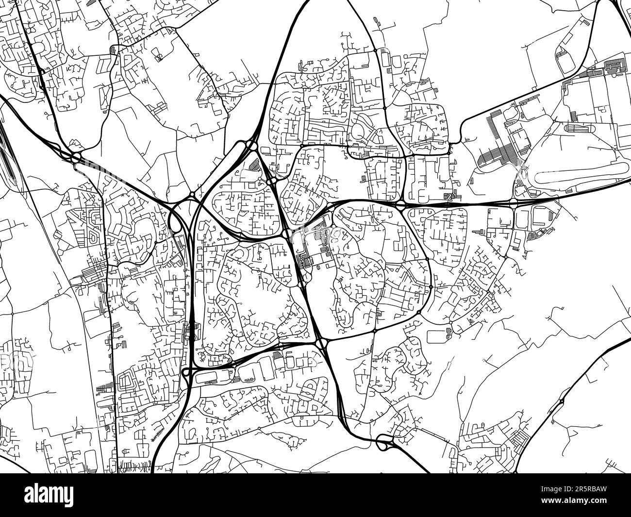 Road map of the city of Washington UK in the United Kingdom on a white ...