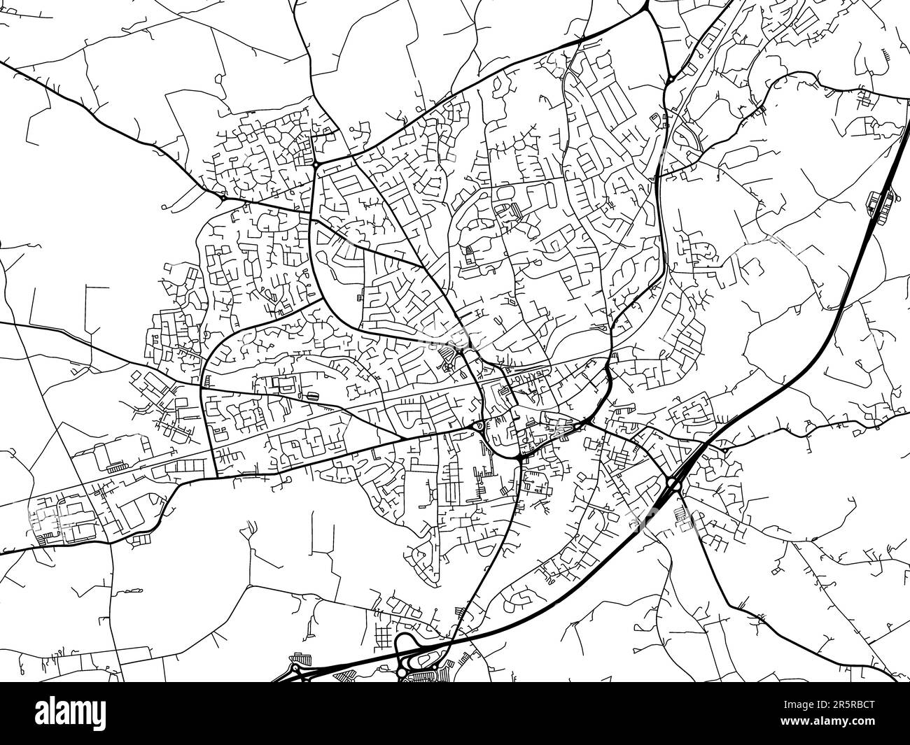 Road map of the city of Lisburn in the United Kingdom on a white ...