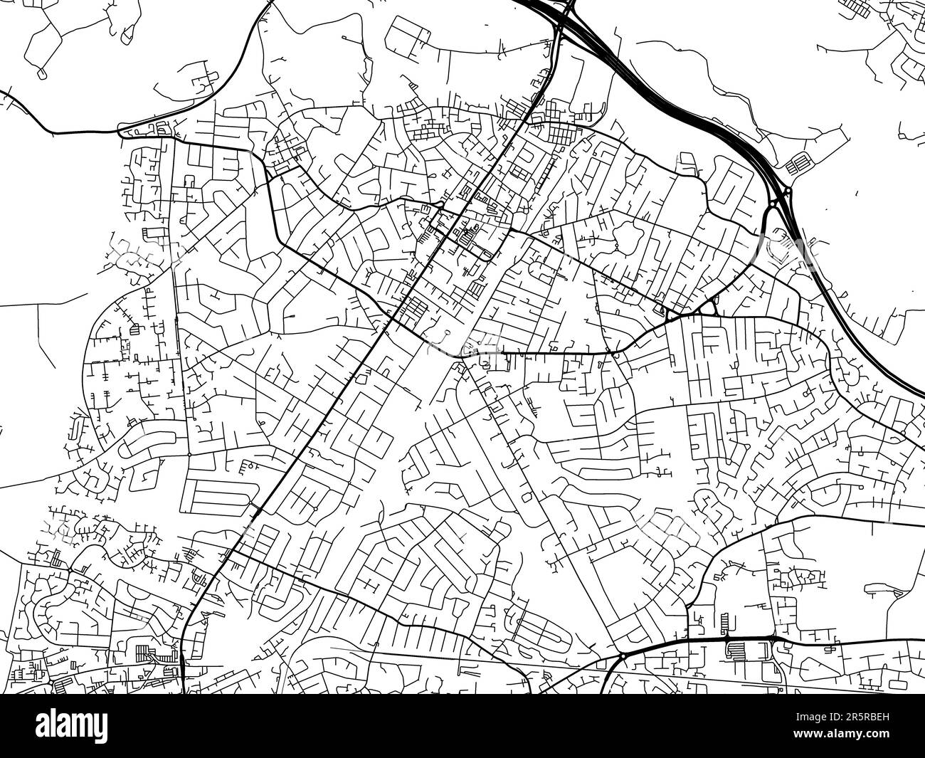 Road map of the city of Sale in the United Kingdom on a white ...