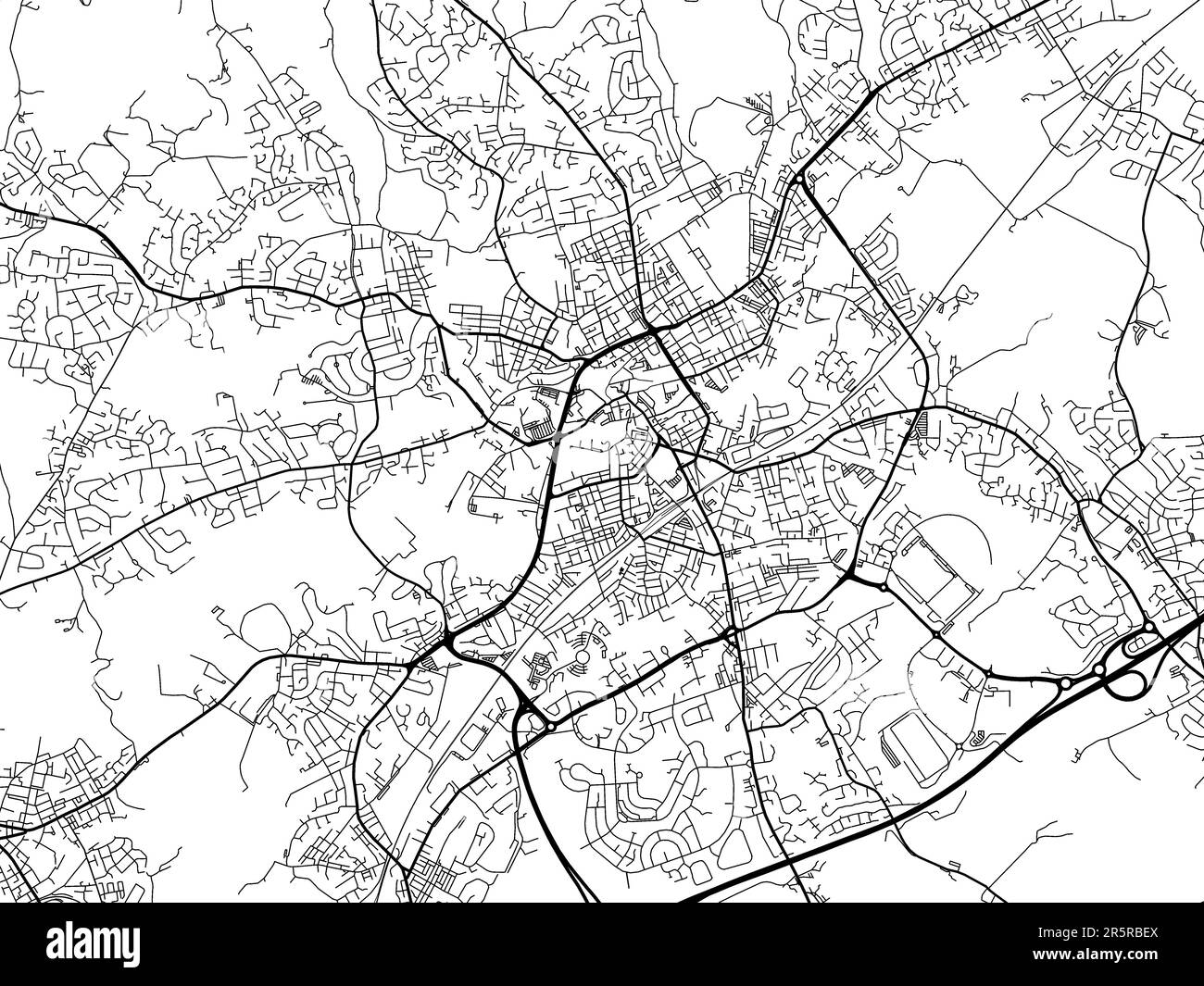 Road map of the city of Rochdale in the United Kingdom on a white ...