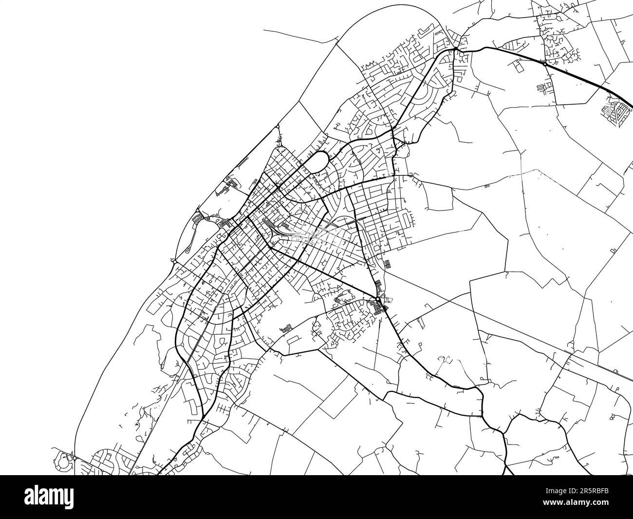 Road map of the city of Southport in the United Kingdom on a white ...