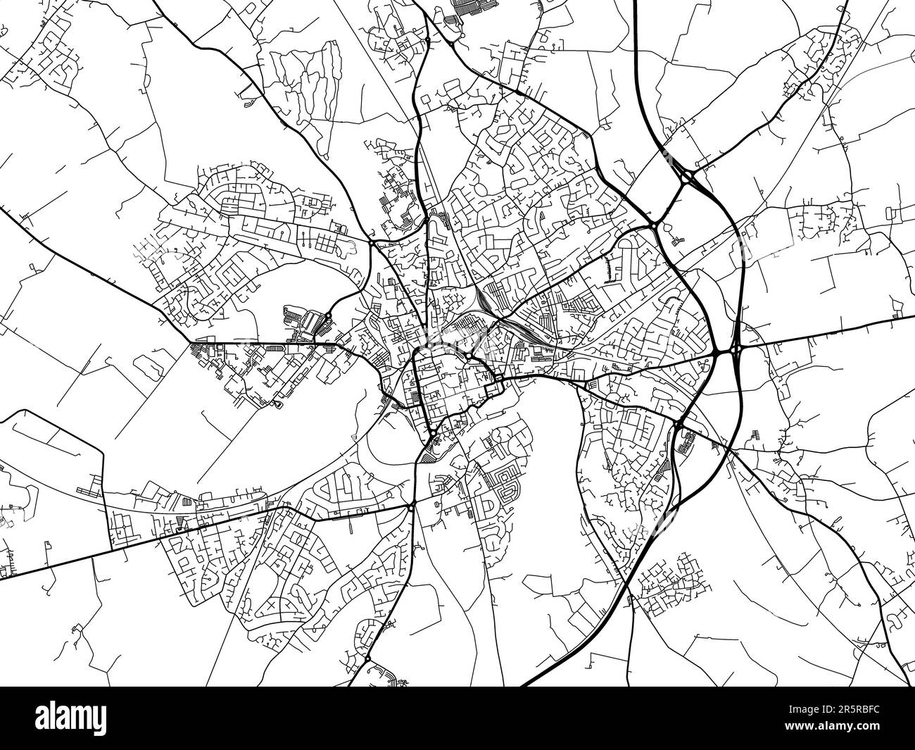 Road map of the city of Chester in the United Kingdom on a white ...