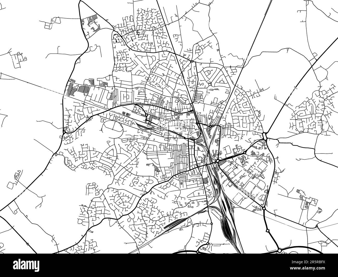 Road map of the city of Crewe in the United Kingdom on a white ...