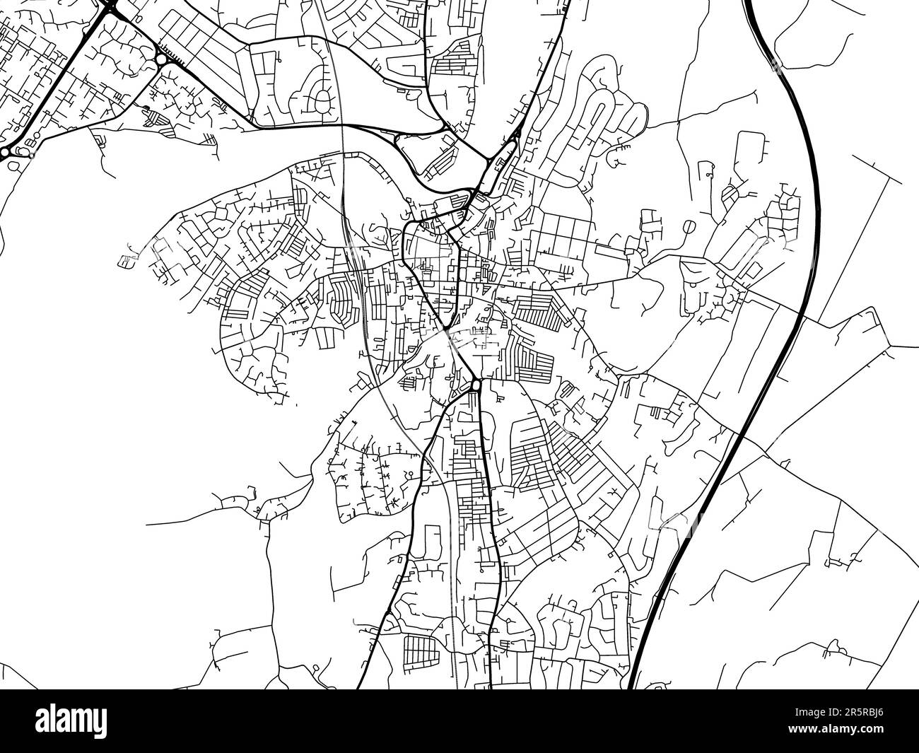 Road map of the city of Lancaster in the United Kingdom on a white ...