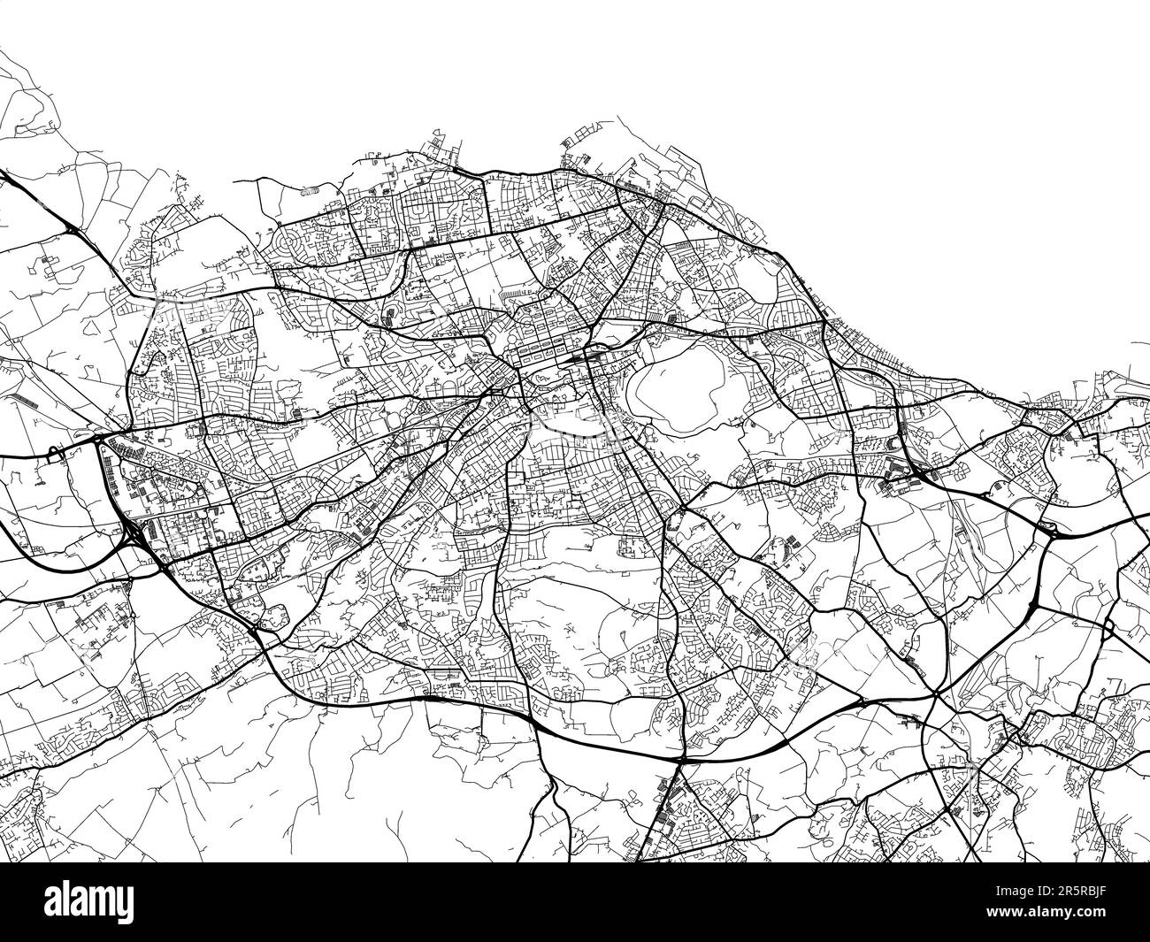 Road map of the city of Edinburgh in the United Kingdom on a white ...