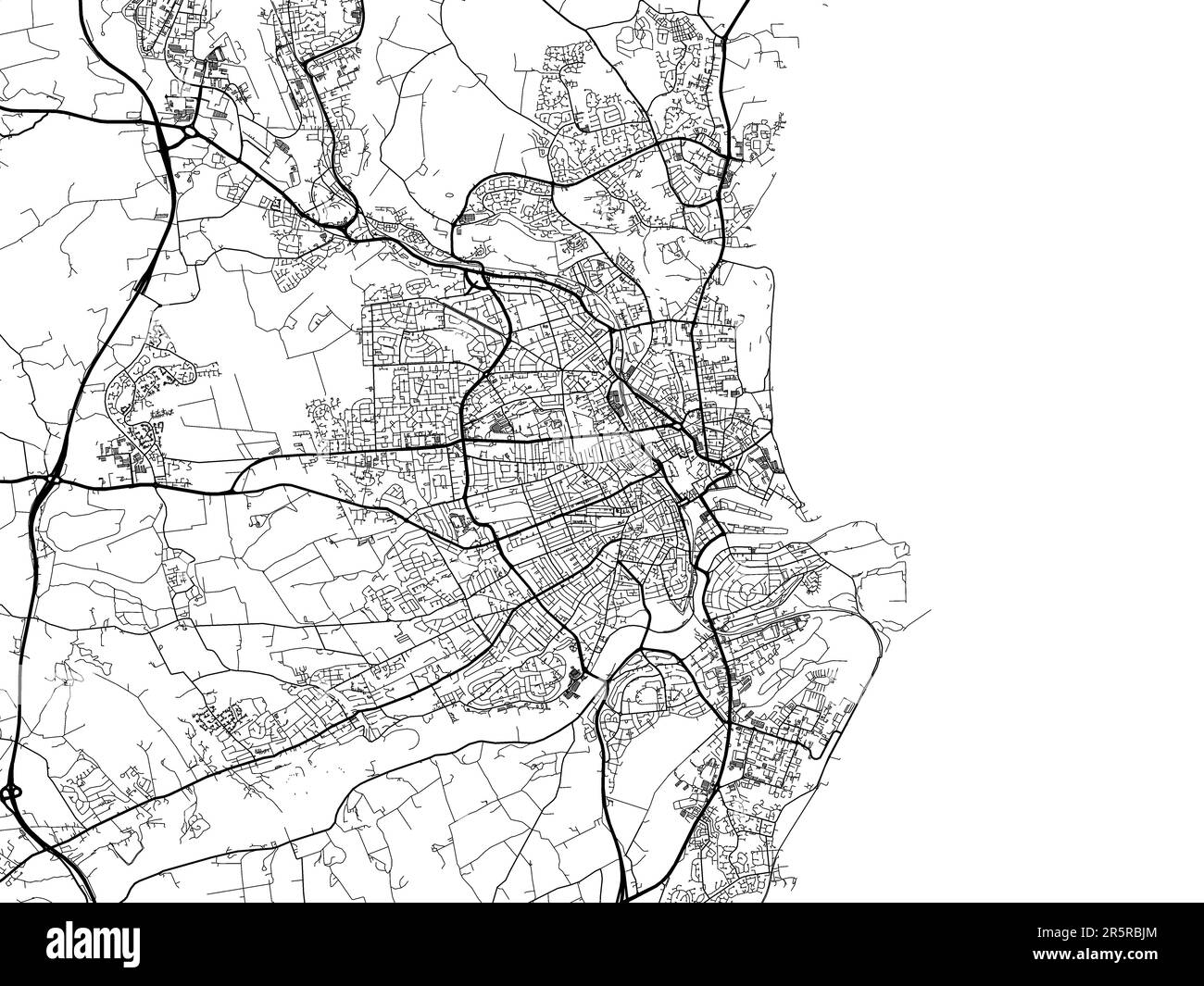 Road map of the city of Aberdeen in the United Kingdom on a white ...