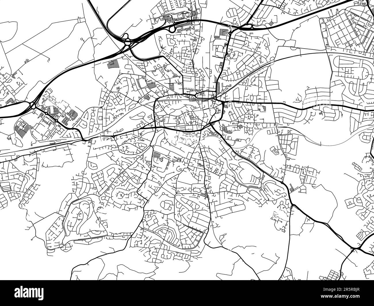 Road map of the city of Paisley in the United Kingdom on a white ...
