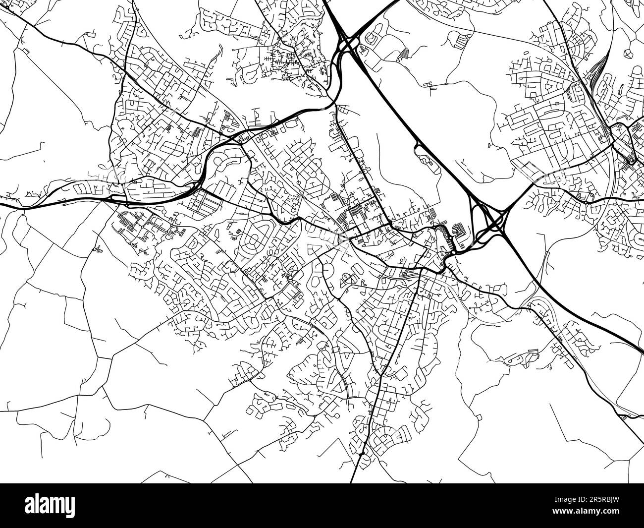 Road map of the city of Hamilton in the United Kingdom on a white ...