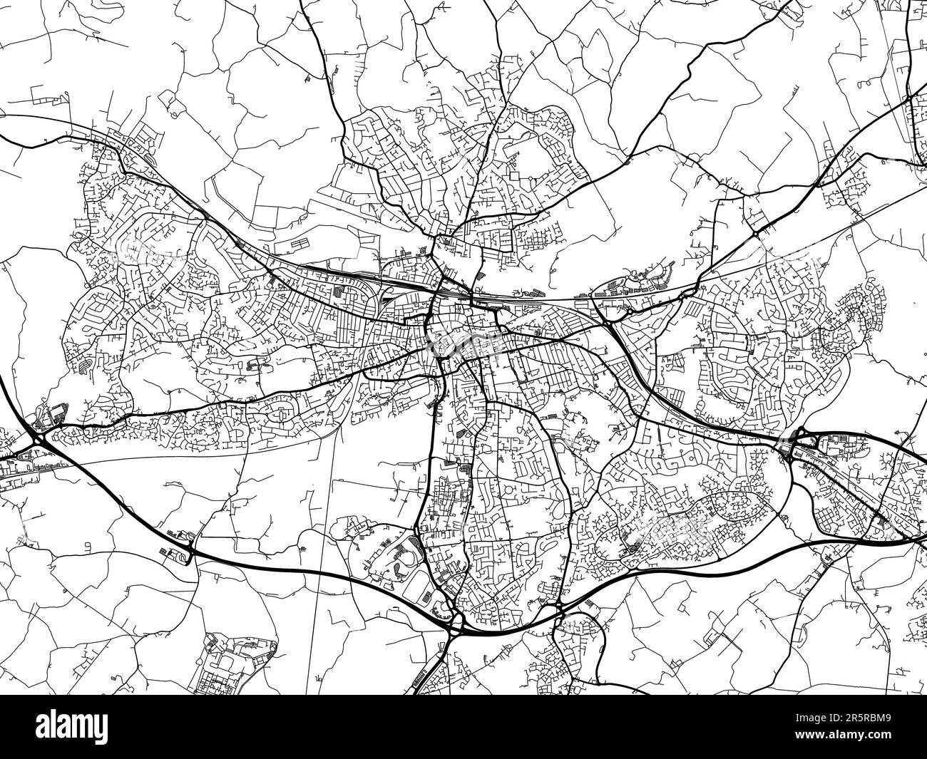 Road map of the city of Reading in the United Kingdom on a white ...