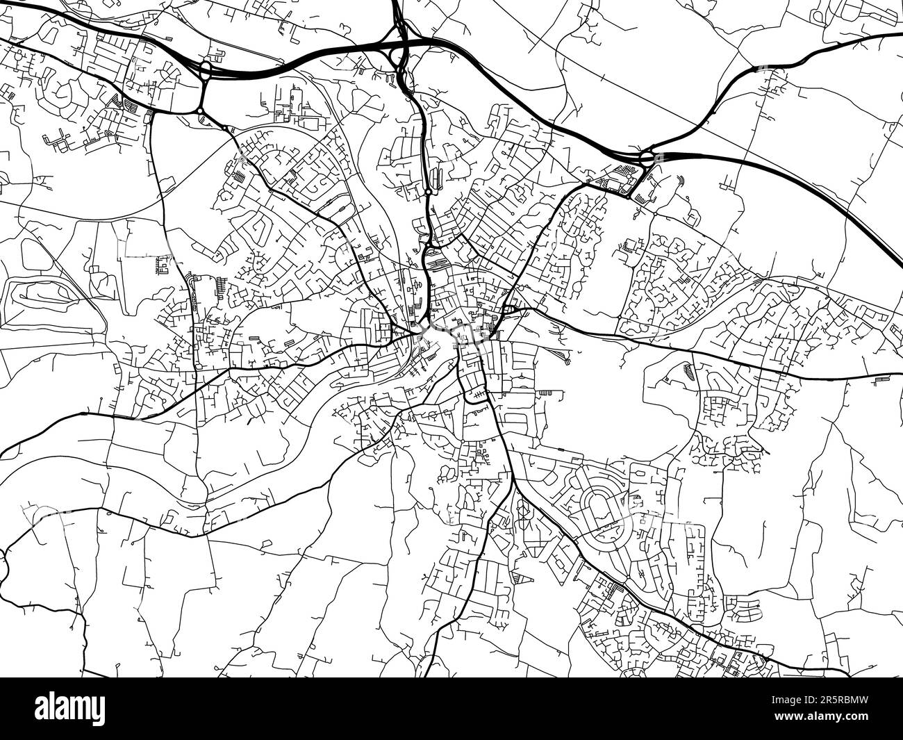 Road map of the city of Maidstone in the United Kingdom on a white ...