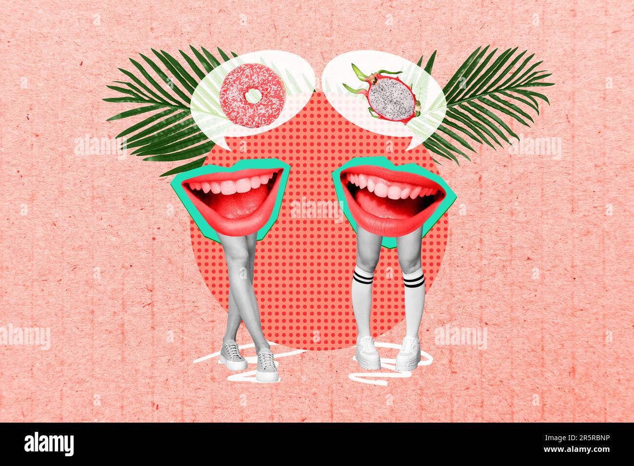 Artwork magazine collage picture of funny weird human mouths comparing ...