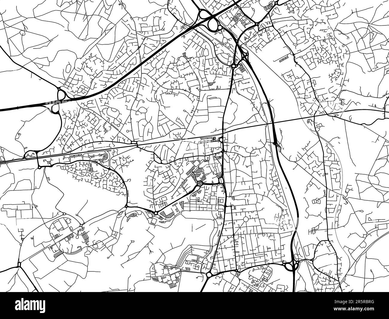 Road map of the city of Farnborough in the United Kingdom on a white ...