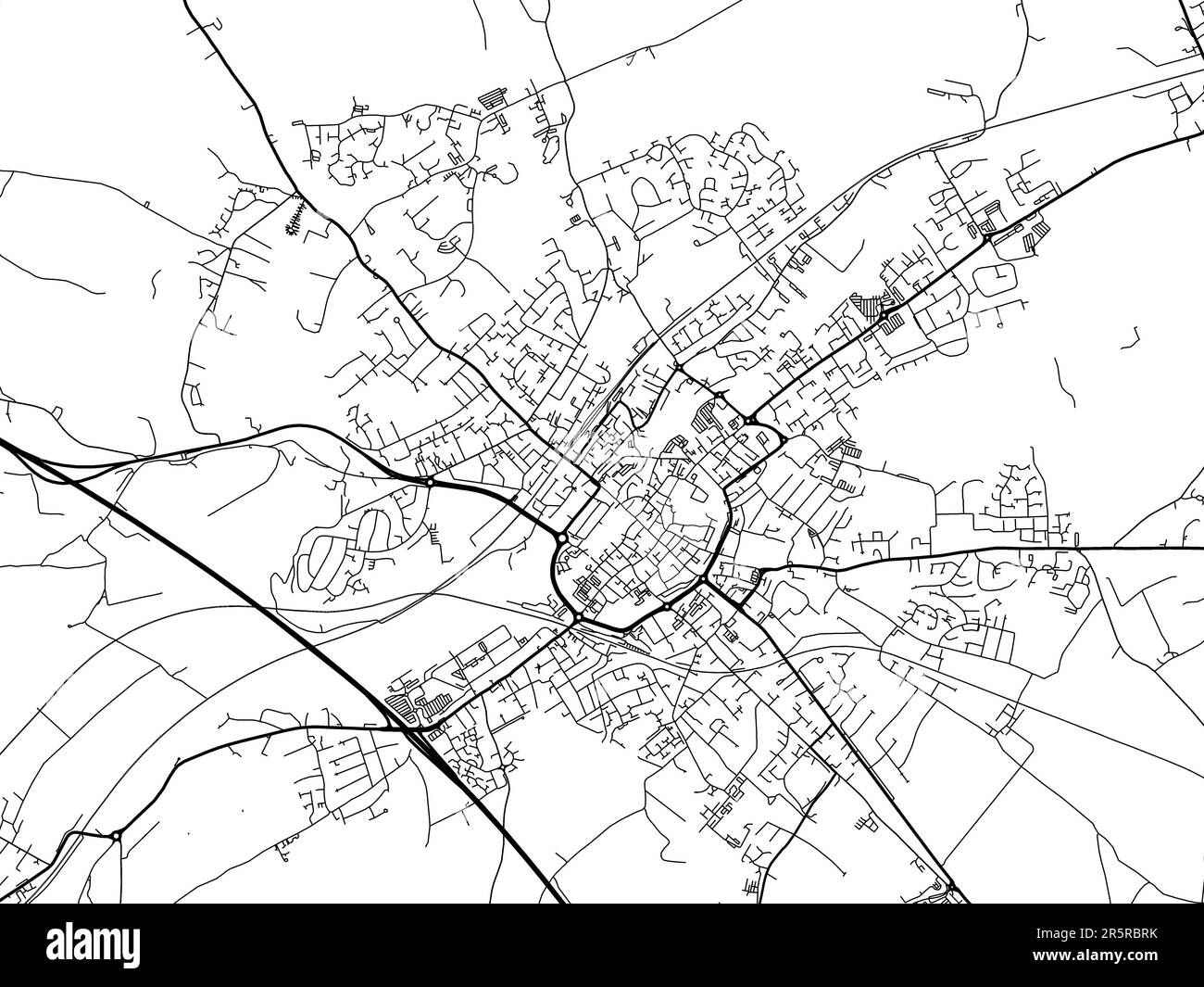 Road map of the city of Canterbury in the United Kingdom on a white ...