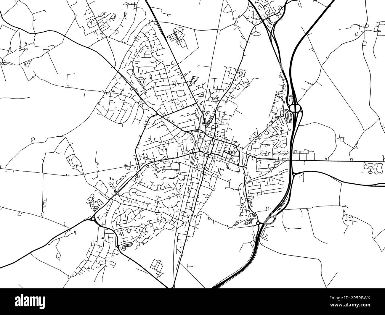Road map of the city of Winchester in the United Kingdom on a white ...