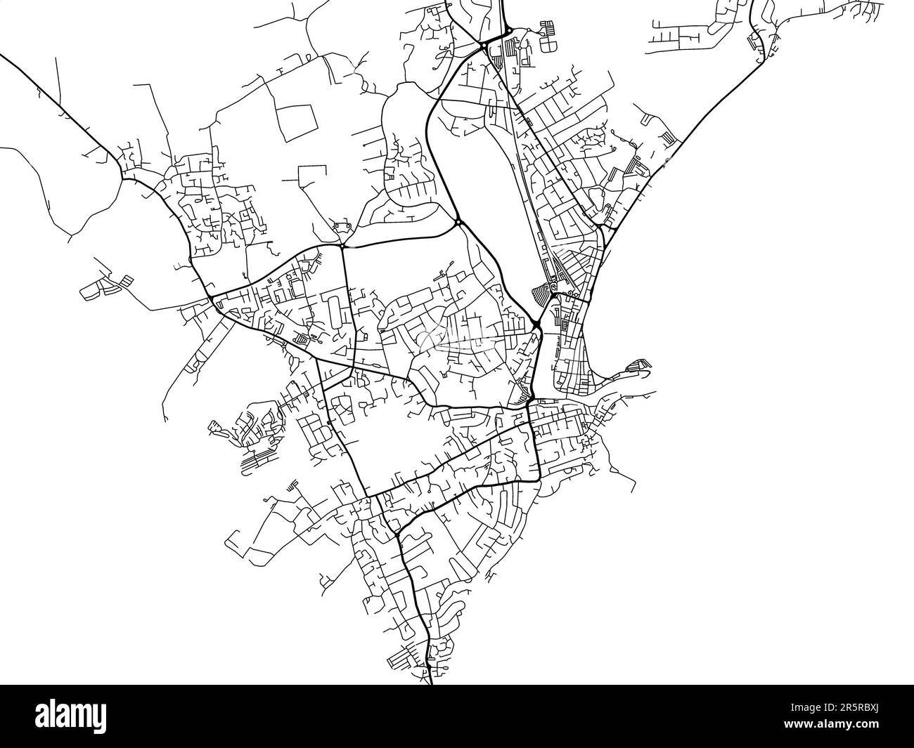 Road map of the city of Weymouth in the United Kingdom on a white ...