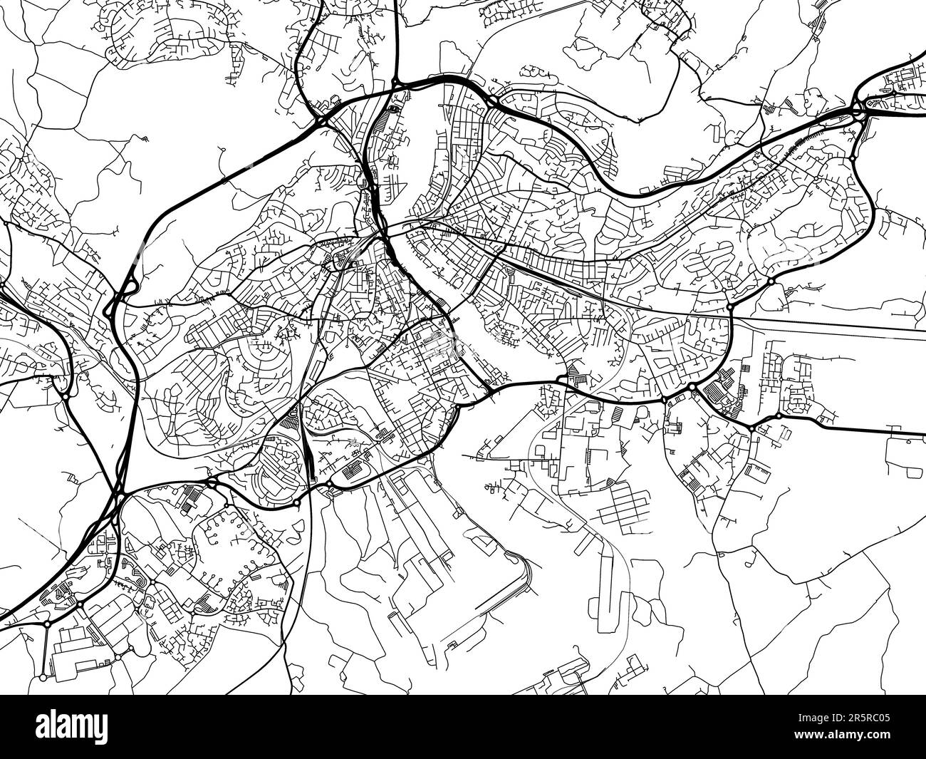 Road map of the city of Newport in the United Kingdom on a white ...