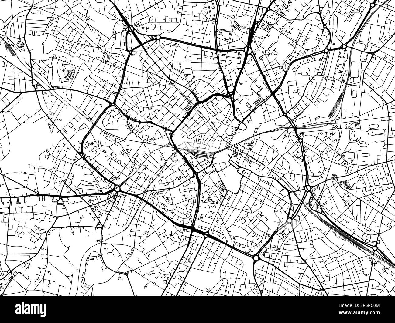 Road map of the city of Birmingham Center in the United Kingdom on a ...