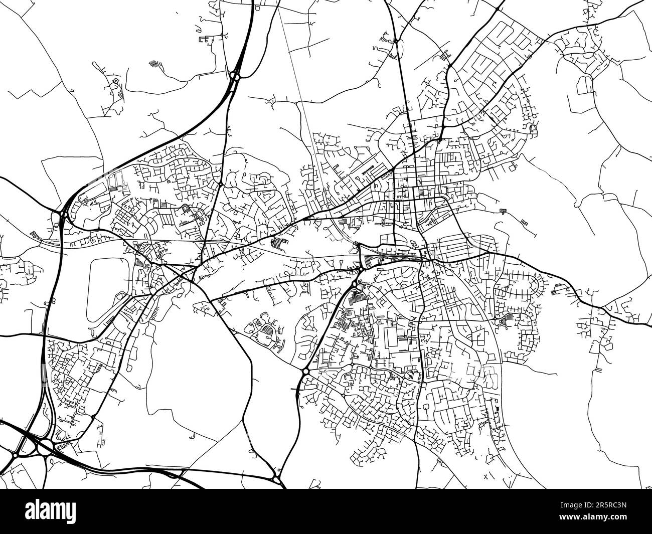 Road map of the city of Royal Leamington Spa in the United Kingdom on a ...