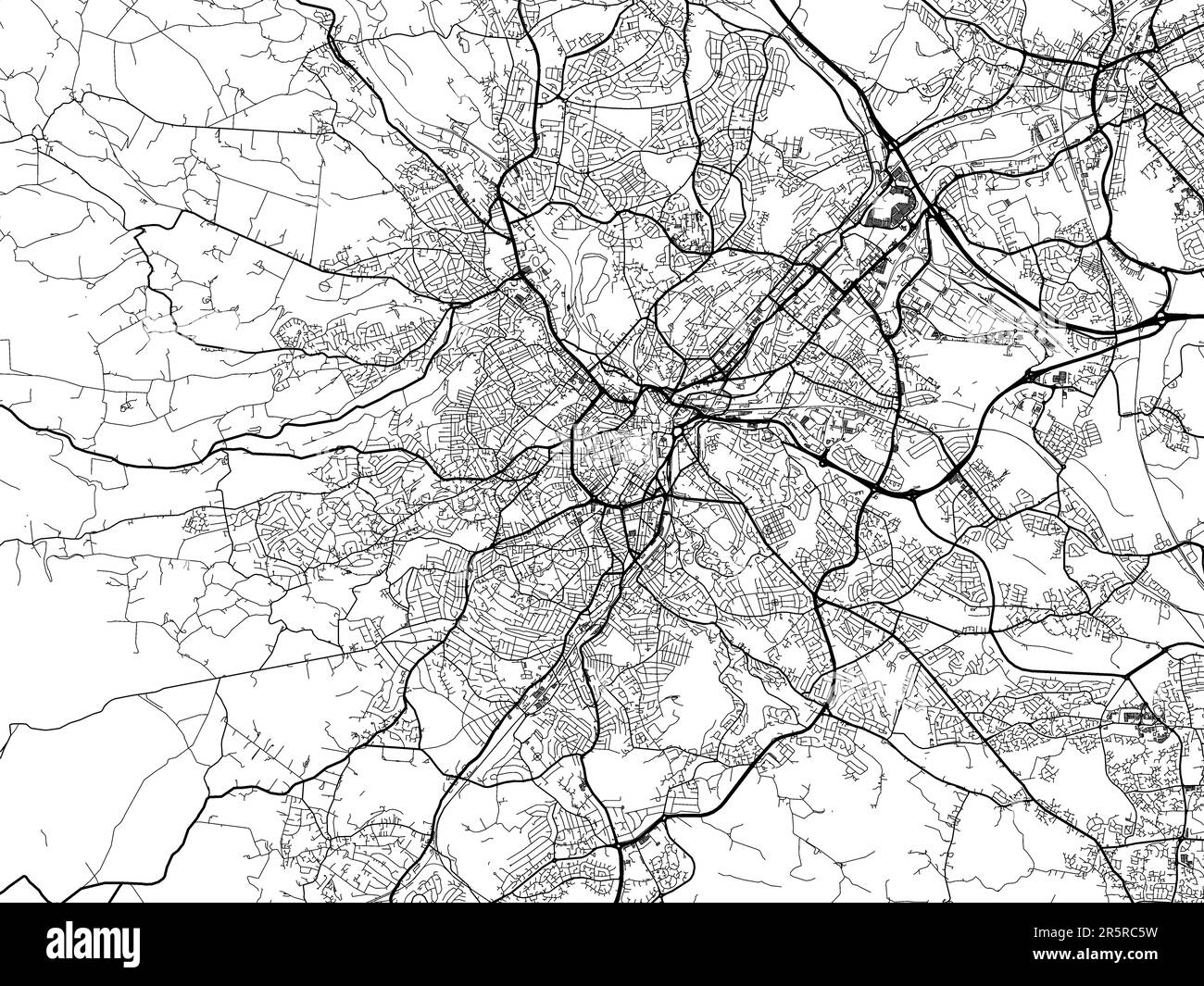 Road map of the city of Sheffield in the United Kingdom on a white ...