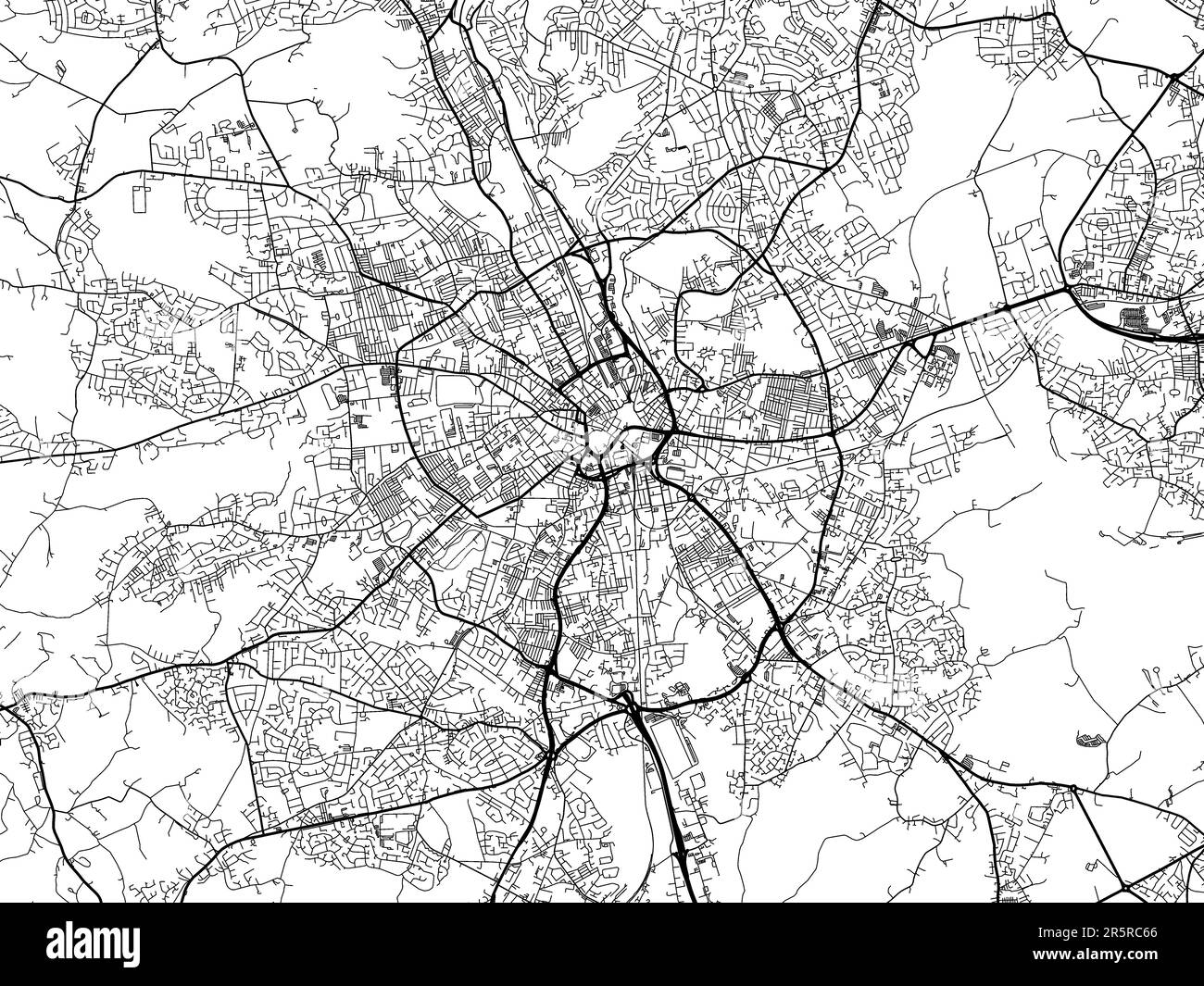 Road map of the city of Bradford in the United Kingdom on a white ...