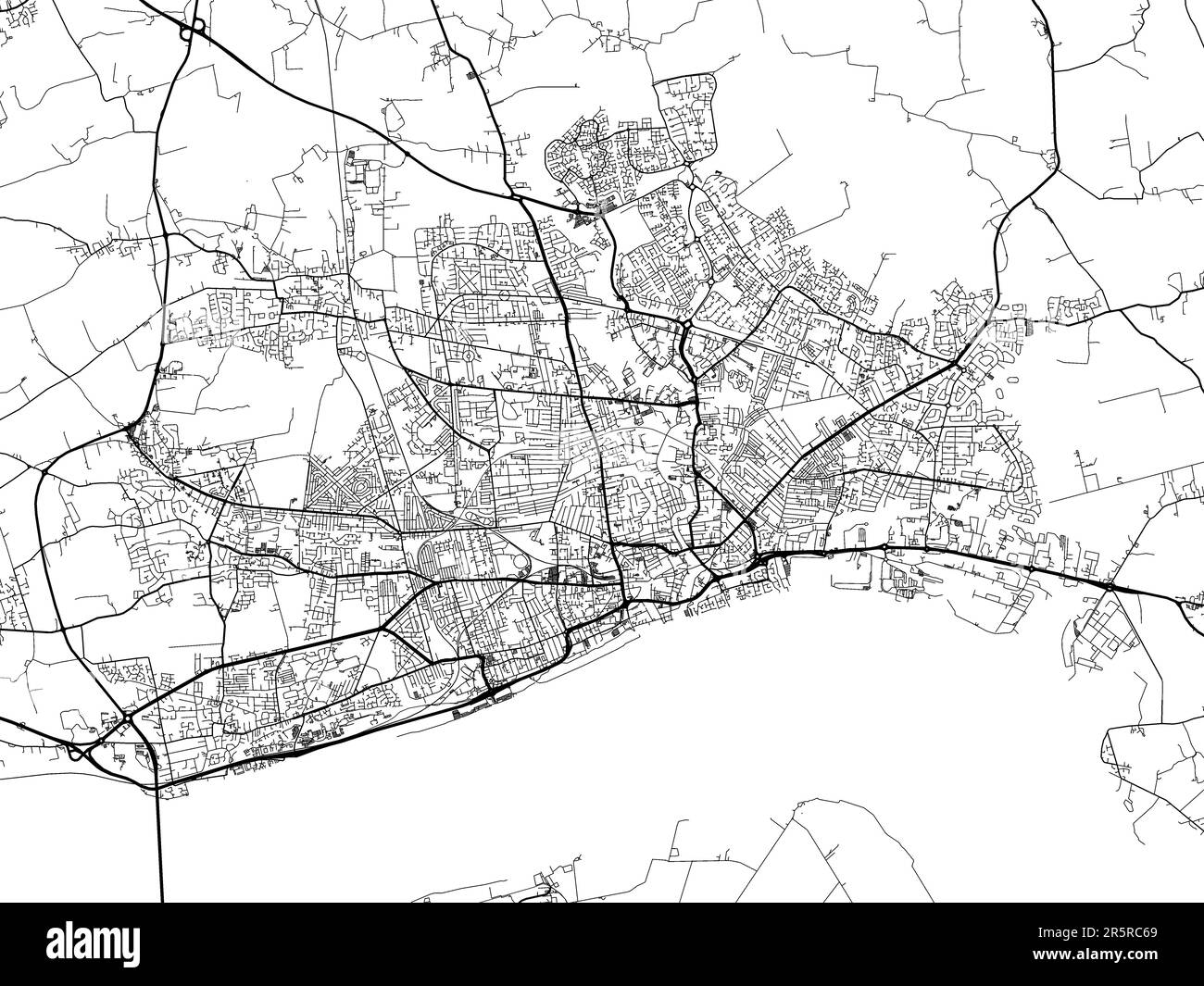 Road map of the city of Hull in the United Kingdom on a white ...