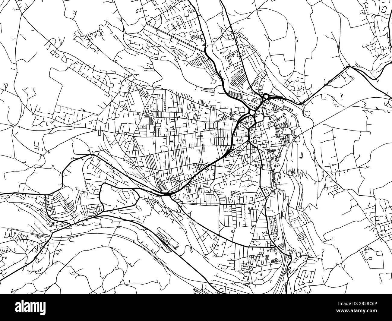 Road map of the city of Halifax in the United Kingdom on a white ...
