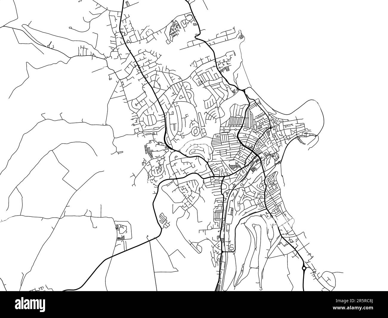 Road map of the city of Scarborough in the United Kingdom on a white ...