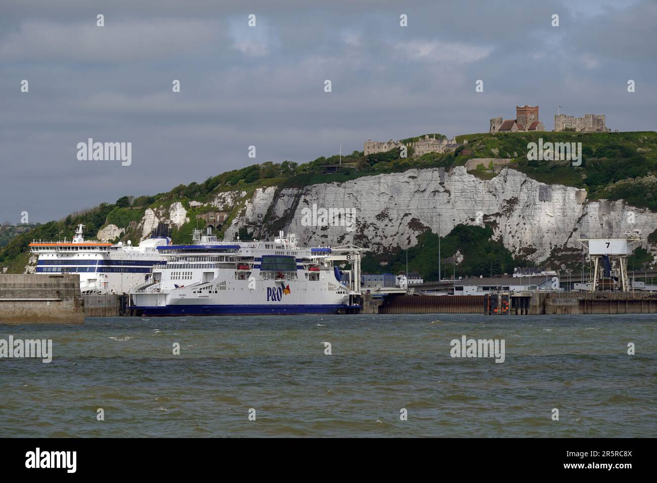 The P&O fusion class hybrid ferry P&O Pioneer (right) berthed at the ...