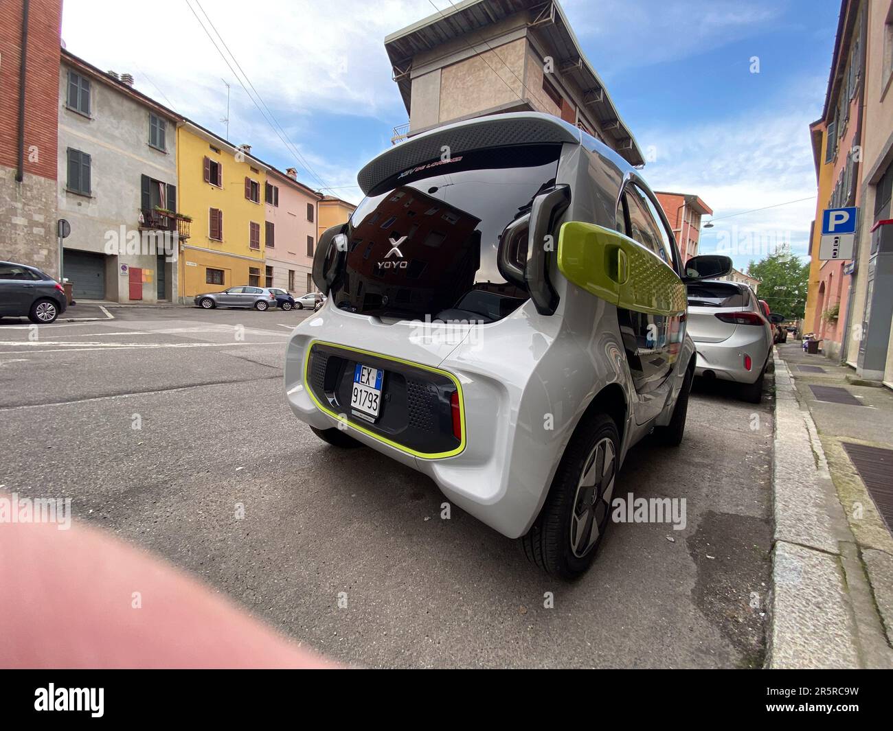 Cremona, Italy - May 2023 YOYO smart electric mini test car car parked ...