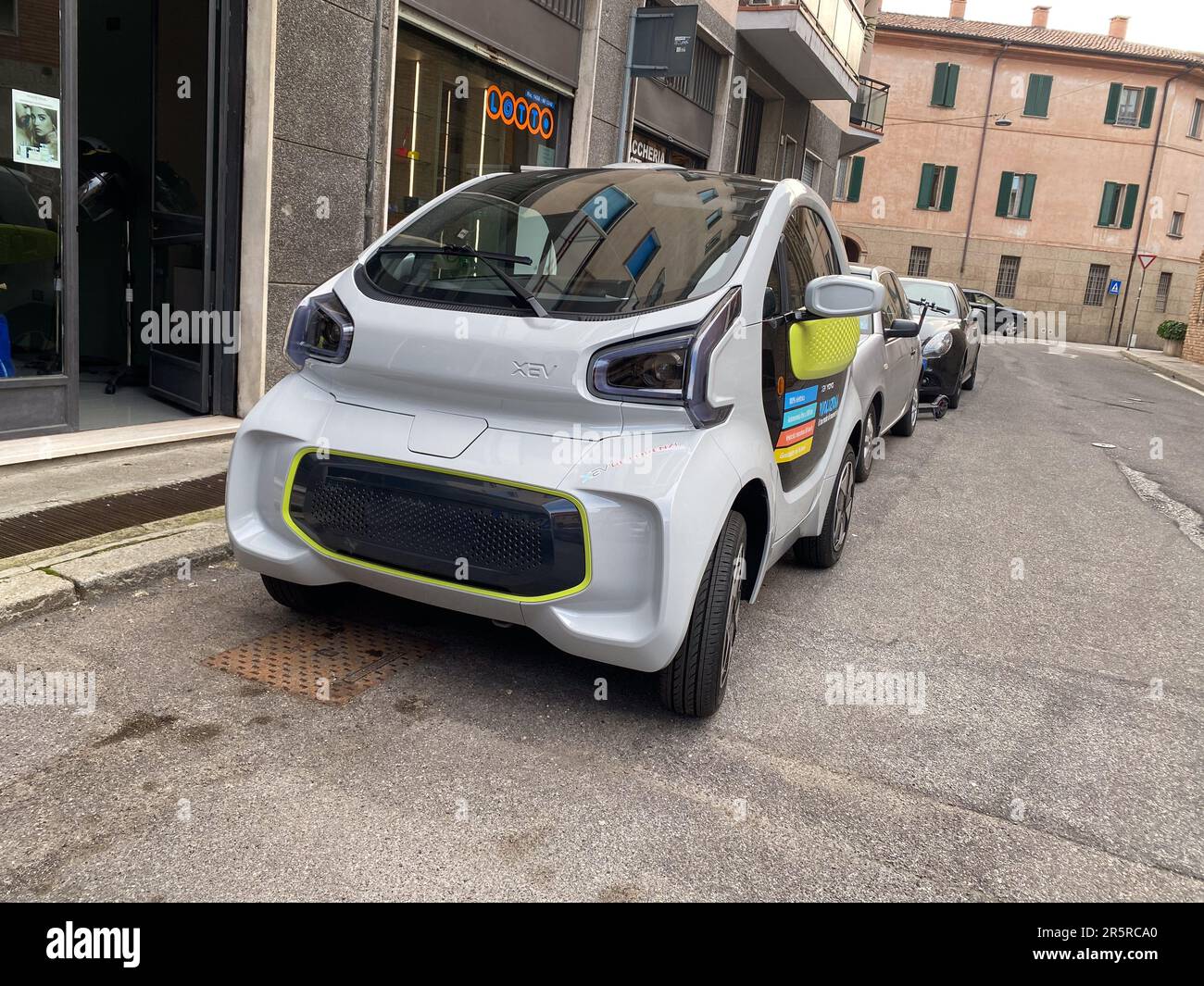 Cremona, Italy - May 2023 YOYO smart electric mini test car car parked ...