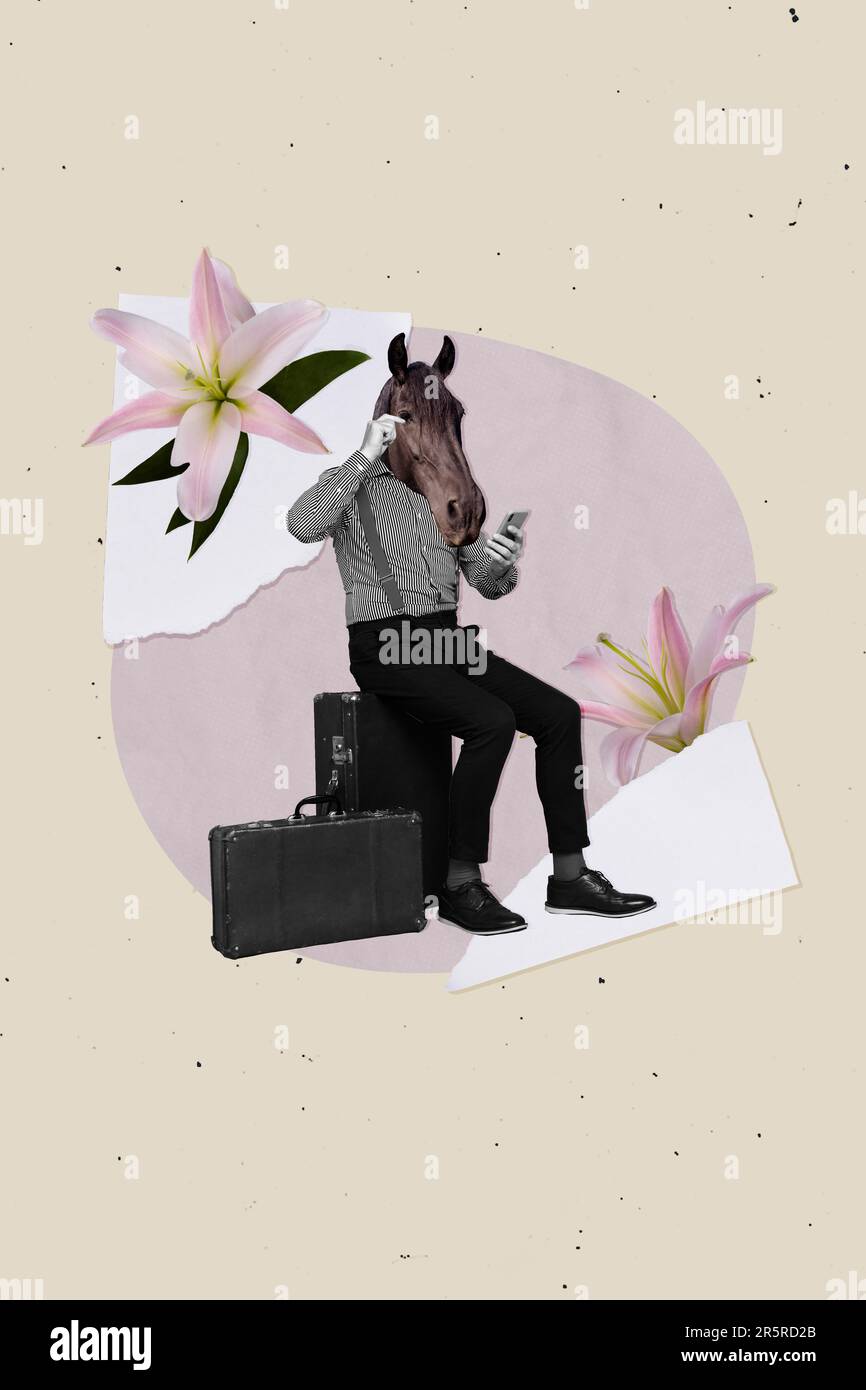 Poster image pinup pop retro picture collage sketch of unusual strange ...