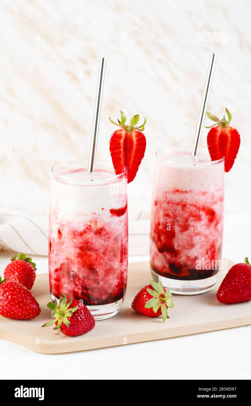 Korean Strawberry Milk, Strawberry Milkshake with Pureed Fresh Berries ...