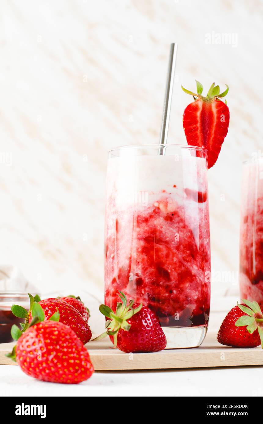 Korean Strawberry Milk, Strawberry Milkshake with Pureed Fresh Berries ...