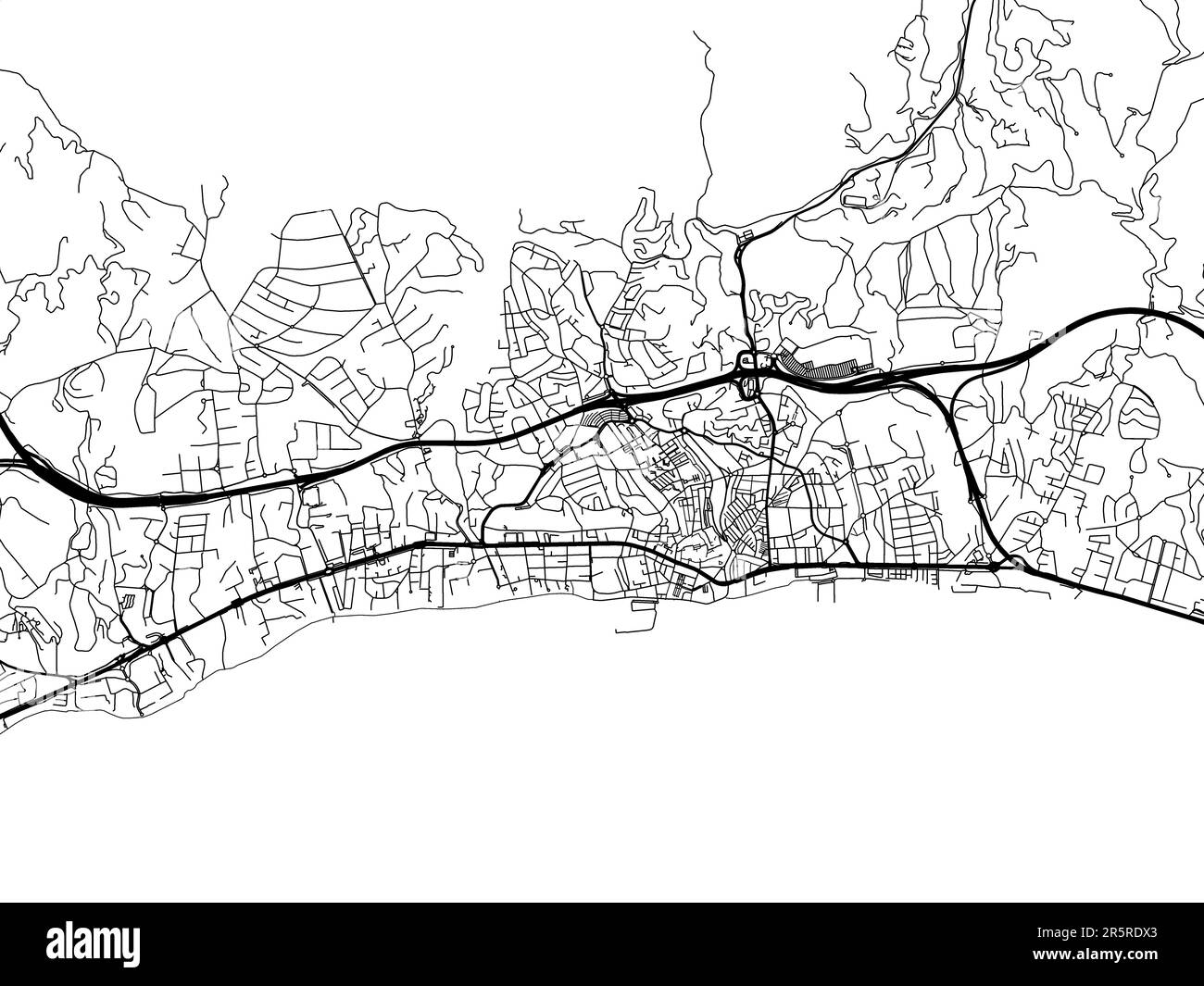Vector road map of the city of Marbella in Spain on a white background ...