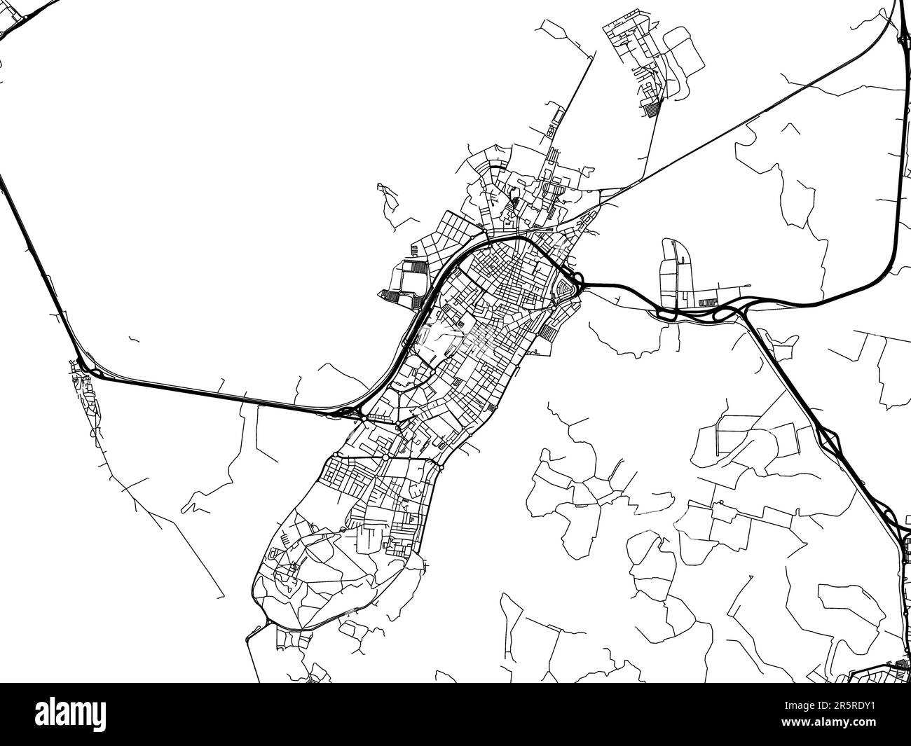 Vector road map of the city of San Fernando in Spain on a white ...