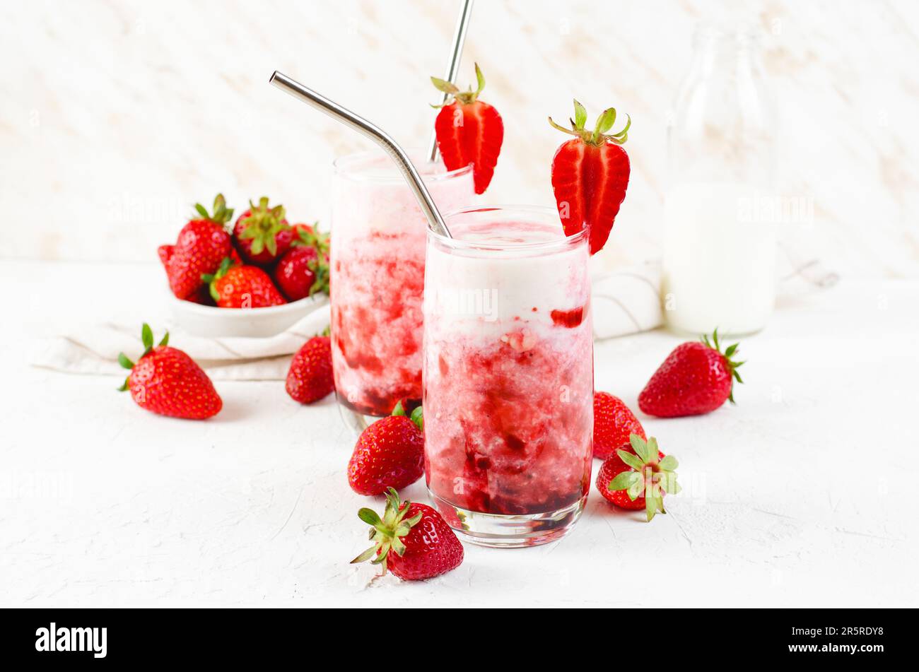 Korean Strawberry Milk, Strawberry Milkshake with Pureed Fresh Berries ...