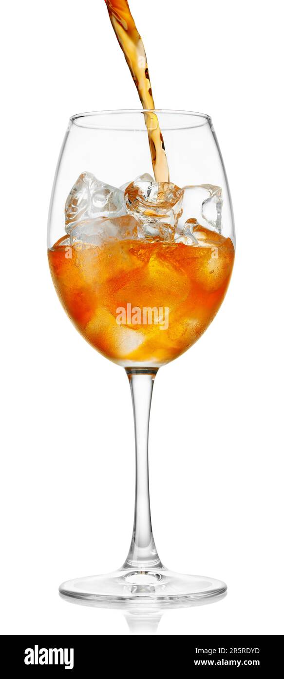 aperol spritz pouring in glass with ice isolated on white Stock Photo ...